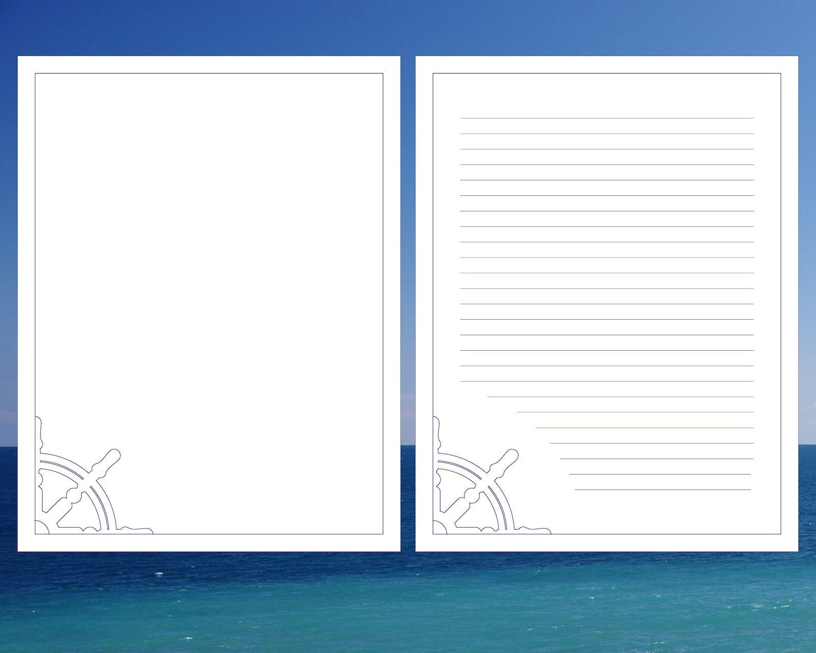 Nautical Letter Paper "ship’s Wheel", Printable, 8.5 X 11 in and A4 ...