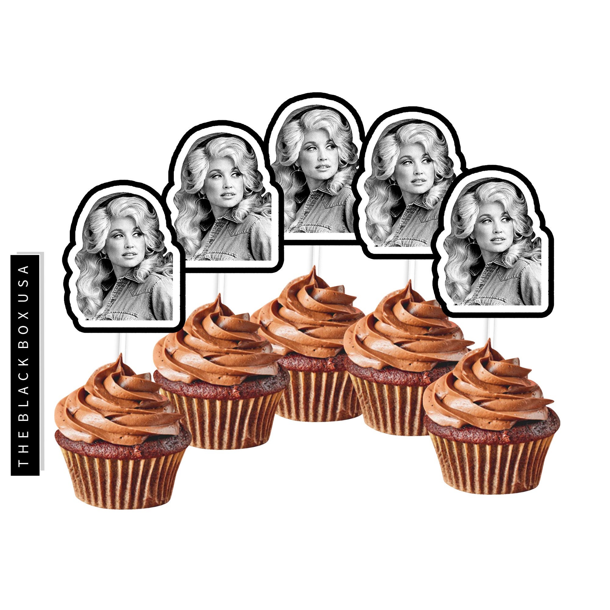 Dolly Parton Birthday Party Cupcake Toppers Black I Dolly Parton ...