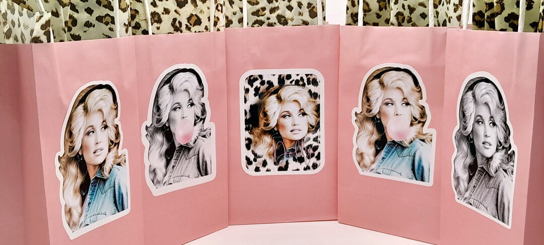 Birthday Party Dolly Parton Pink Gift Bags Set of 5 I Dolly Parton Gift ...