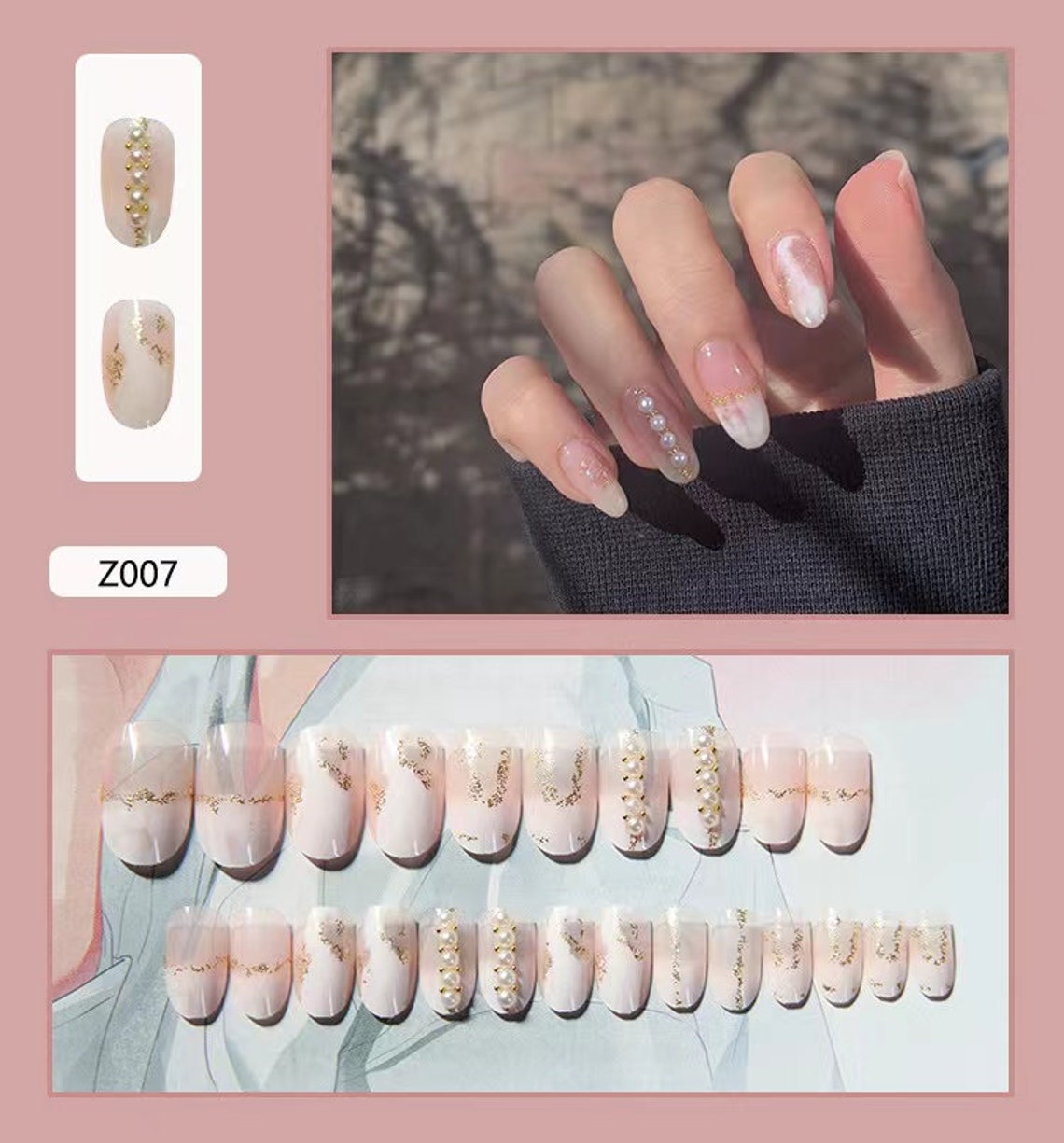 Mermaid Princess, Reusable Press on Nails False Nails Fake Nails Set ...