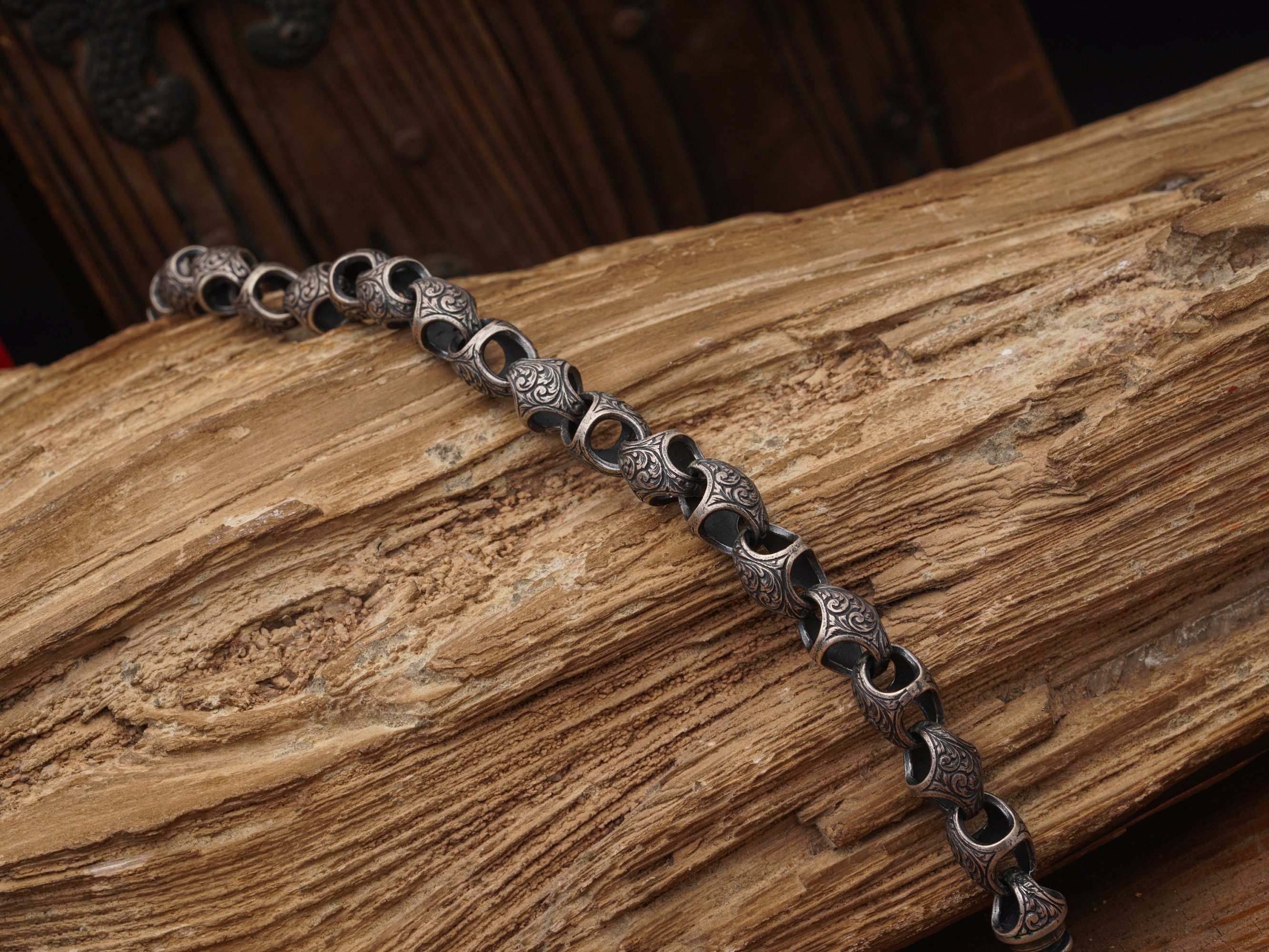Gothic Sterling Solid Silver Bracelets / Oxidized Silver Chain - Etsy