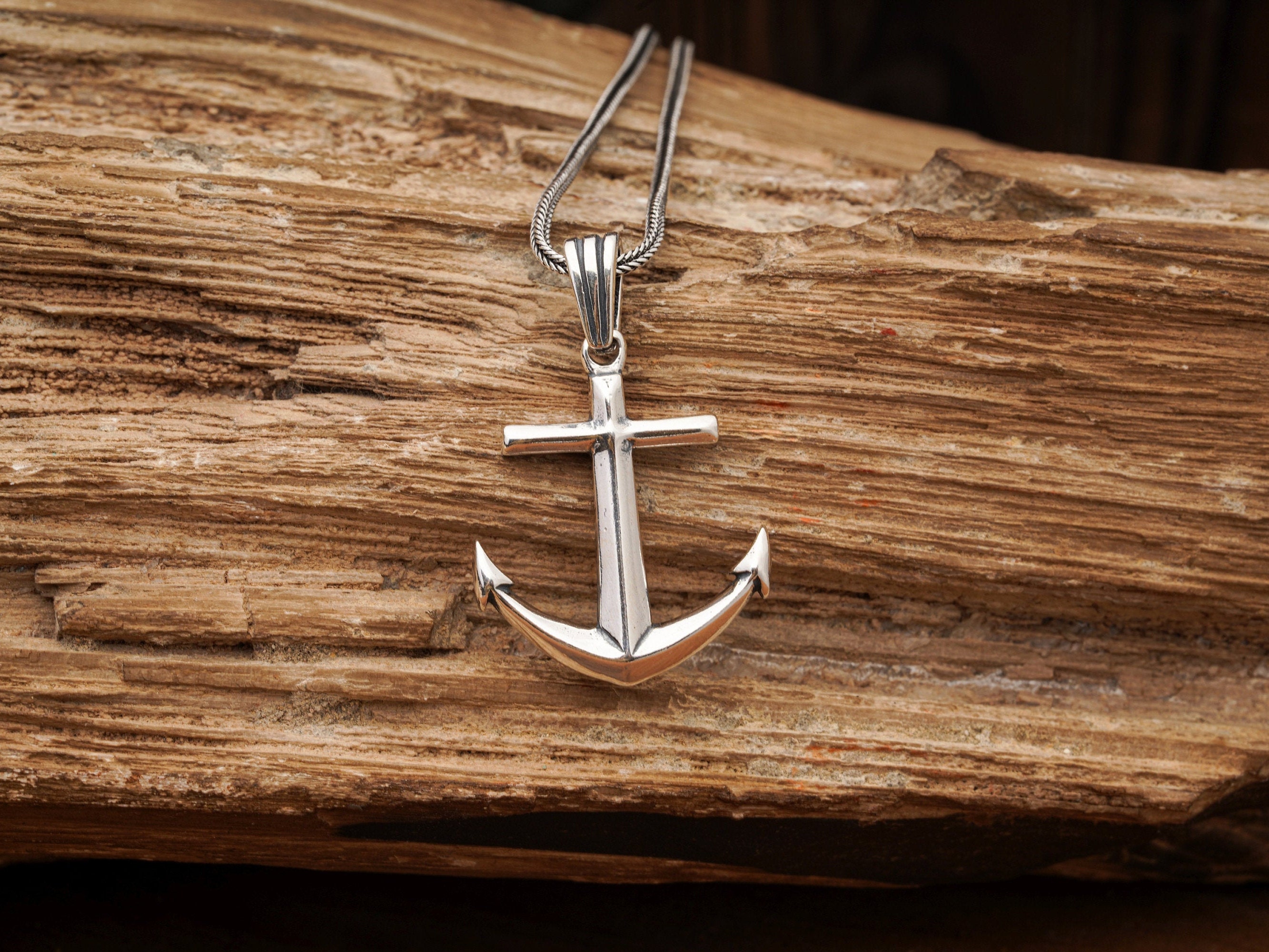 Anchor Silver Necklace / 925K Sterling Silver Sailor Necklace | Etsy