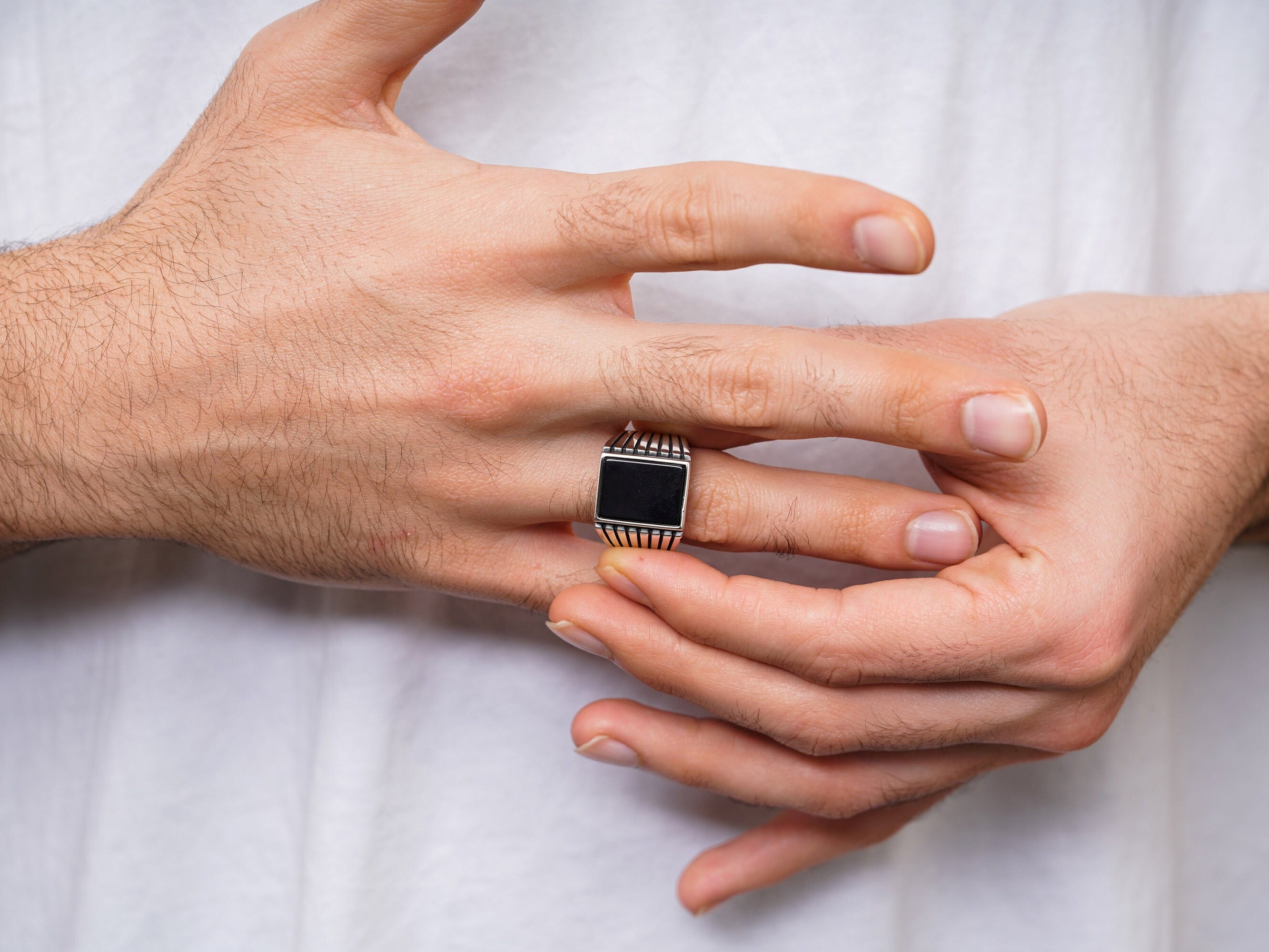 Black Onyx Ring / Square Black Onyx Ring / Turkish Handmade | Etsy