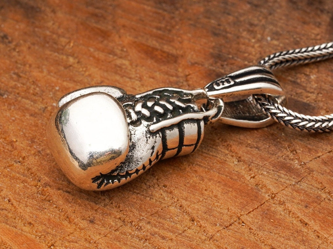 Boxing Glove Necklace / Sterling Silver Boxing Glove Pendant / Warior ...