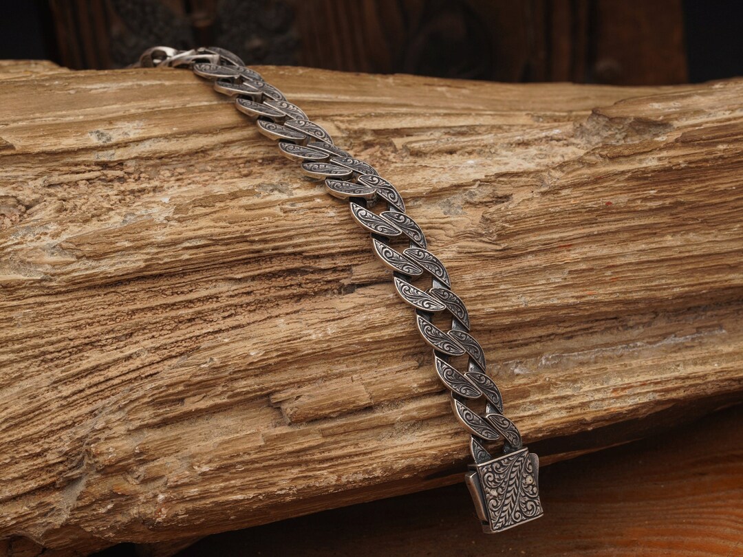 Gothic Sterling Silber Gravur Armband / Handgemachtes Armband Schmuck ...