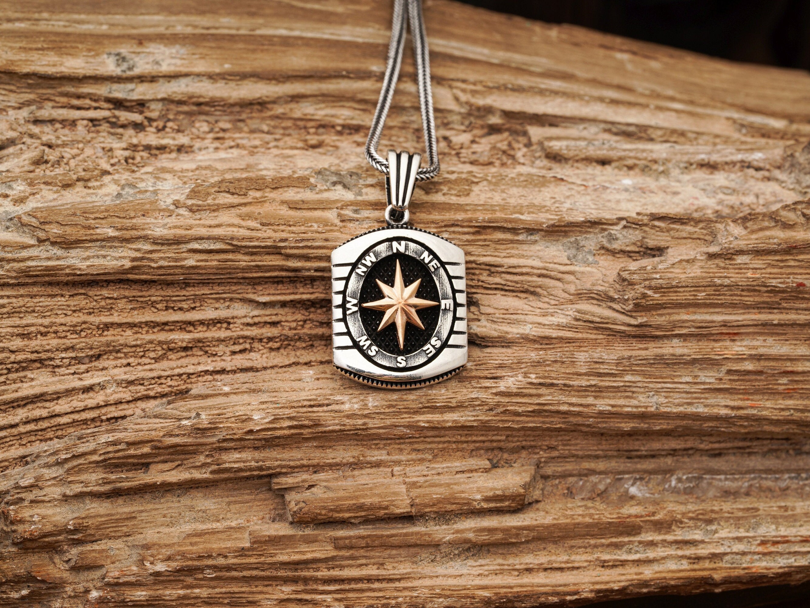 Compass Silver Pendants / Mens Compass Pendant / Right Way / | Etsy