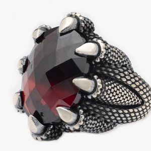 Monster Claw Red Garnet Ring / Red Garnet Jewelry / Handmade Claw Ring ...
