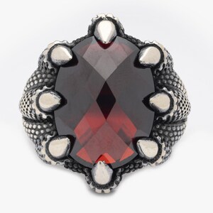 Monster Claw Red Garnet Ring / Red Garnet Jewelry / Handmade Claw Ring ...