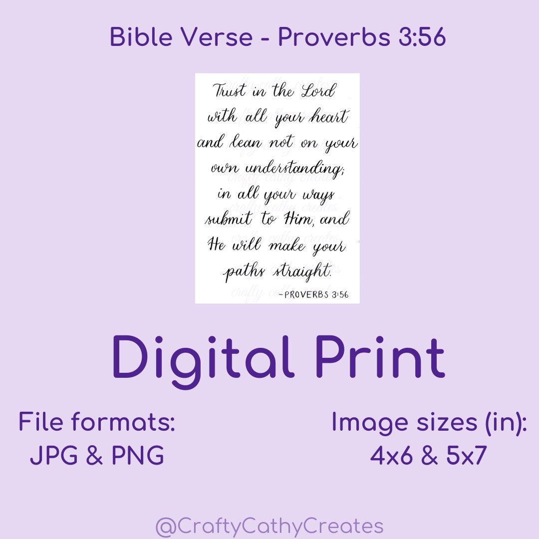 Modern Calligraphy Digital Printable Bible Verse Proverbs 3:56 - Etsy