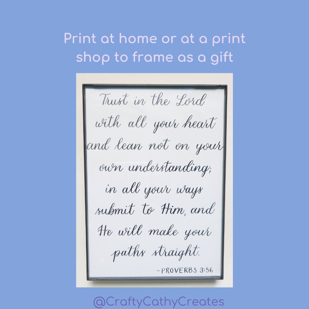 Modern Calligraphy Digital Printable Bible Verse Proverbs 3:56 - Etsy