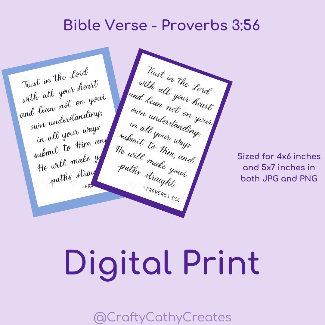 Modern Calligraphy Digital Printable Bible Verse Proverbs 3:56 - Etsy
