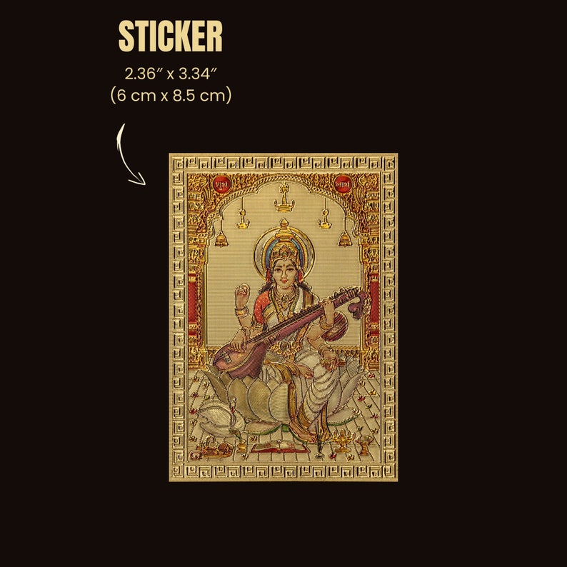 Goddess Saraswati Sticker and Print Framed in a Golden - Etsy