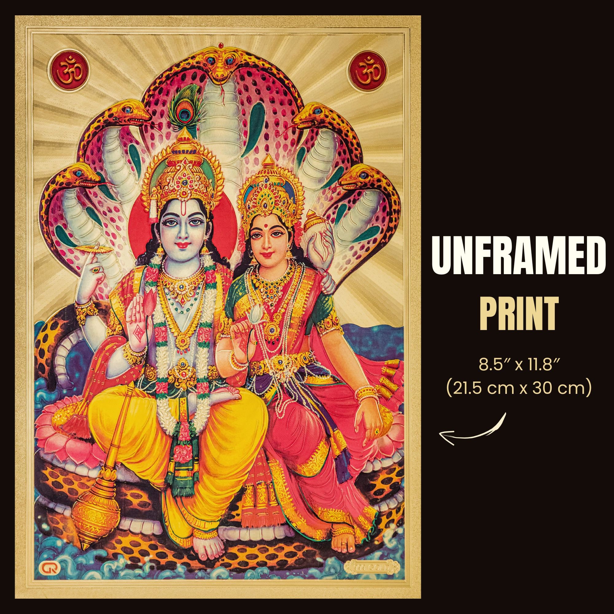Vishnu and Lakshmi, Sticker and Print Framed in a Golden Frame or ...