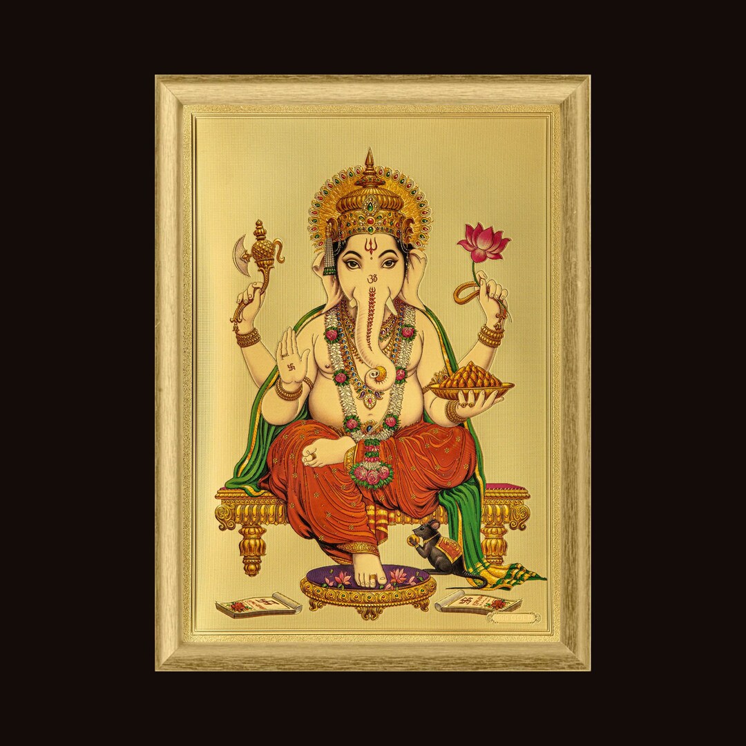 Ganesha, Print Framed in a Golden Frame or Unframed - Etsy