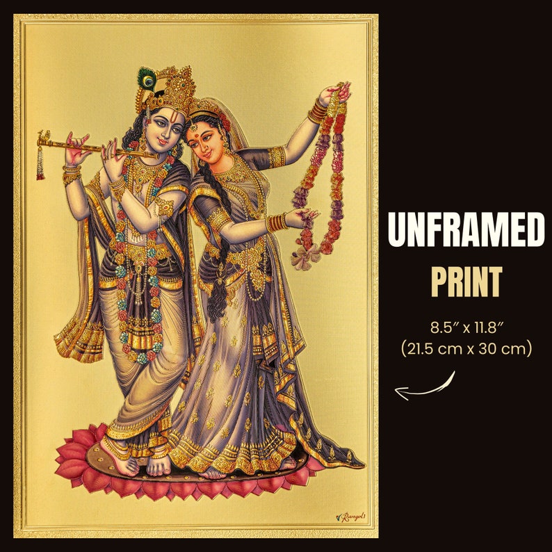 Dancing Radha Krishna Sticker and Print Framed in a Golden - Etsy