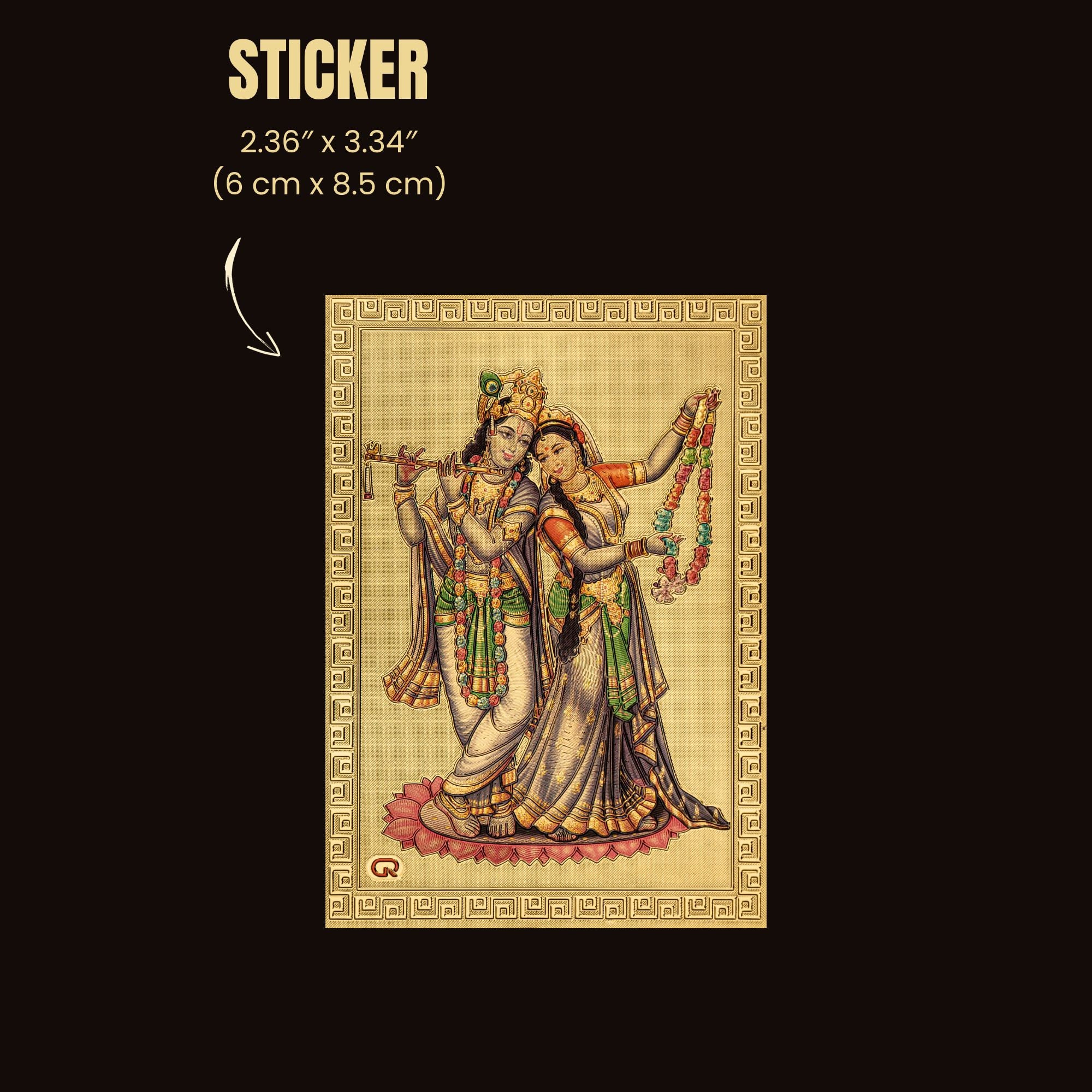 Dancing Radha Krishna, Sticker and Print Framed in a Golden Frame or ...