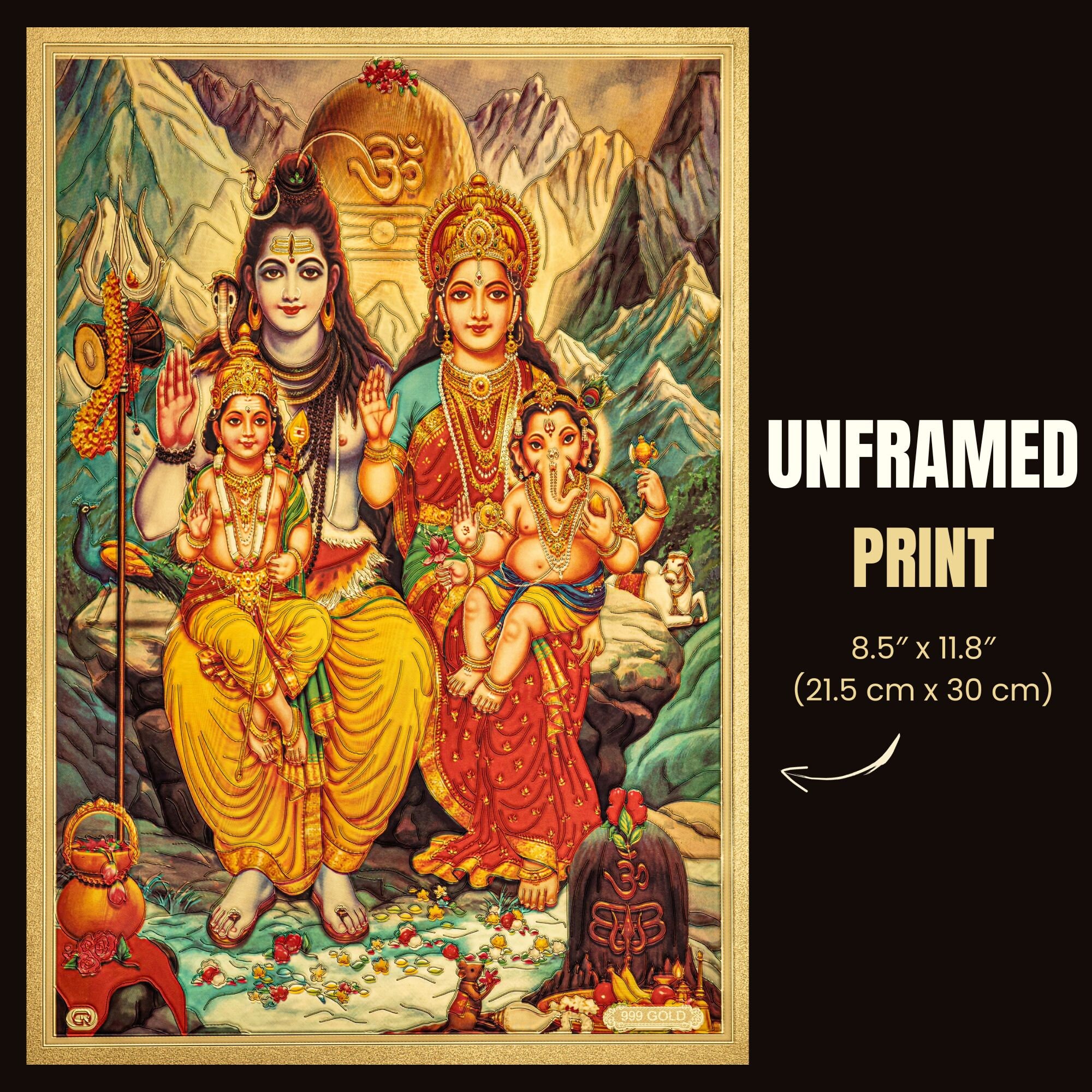 Shiva Parivar Sticker and Print Framed in a Golden Frame or - Etsy