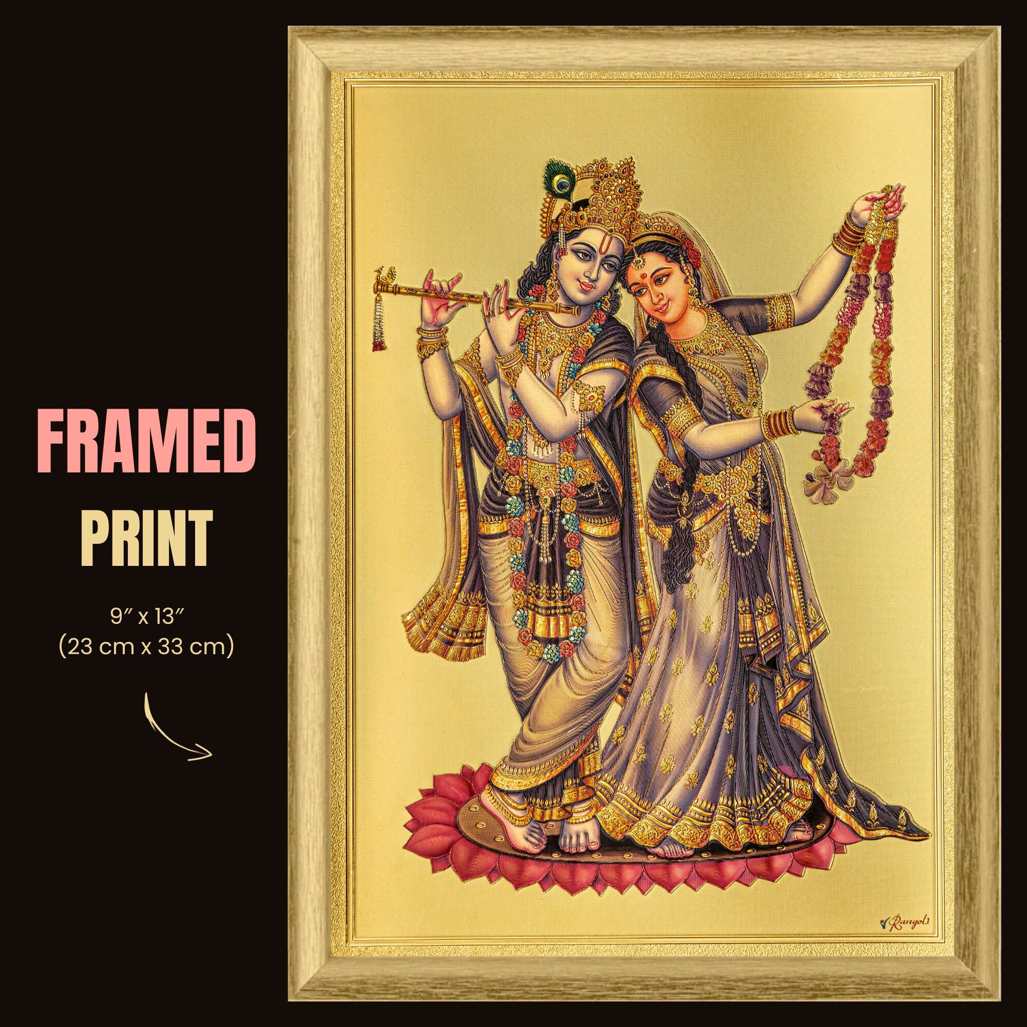 Dancing Radha Krishna, Sticker and Print Framed in a Golden Frame or ...