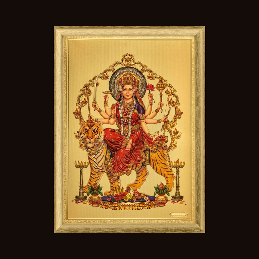 Maa Durga Print - Framed in a Golden Frame or Unframed - Etsy