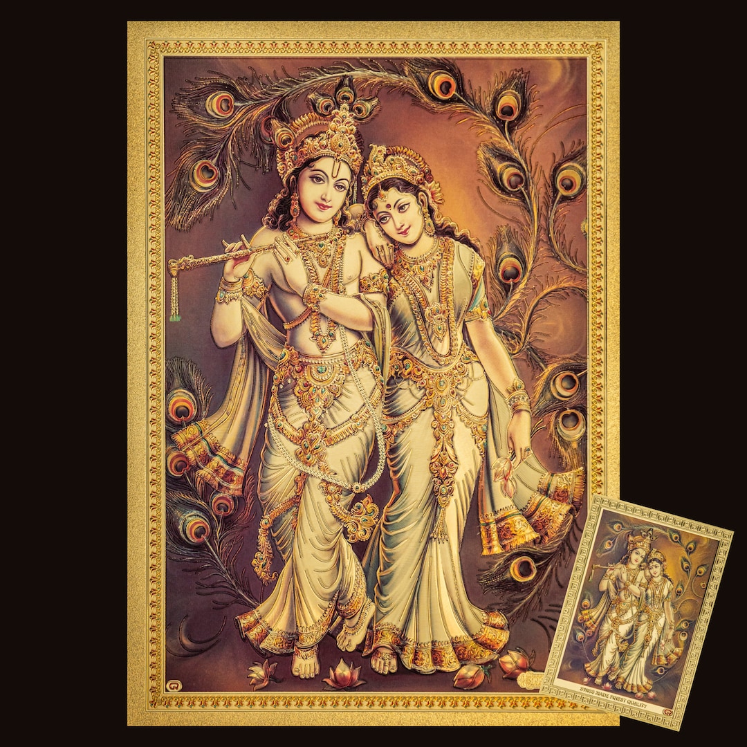 Radha Krishna With Peacock Feathers Radha Krishna Sticker or - Etsy
