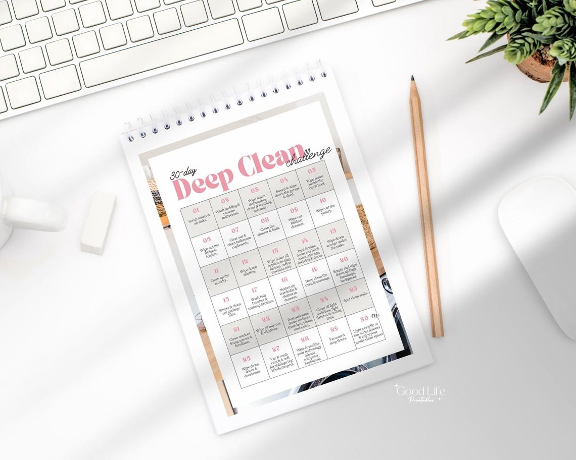30 Day Deep Clean Challenge Printable A4 Portrait, Instant Download PDF ...