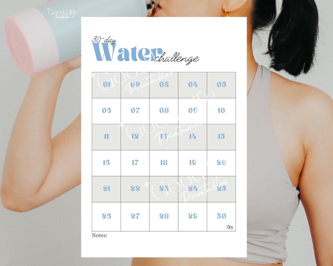 30 Day Water Tracker Challenge Printable A4 Portrait, Instant Download ...