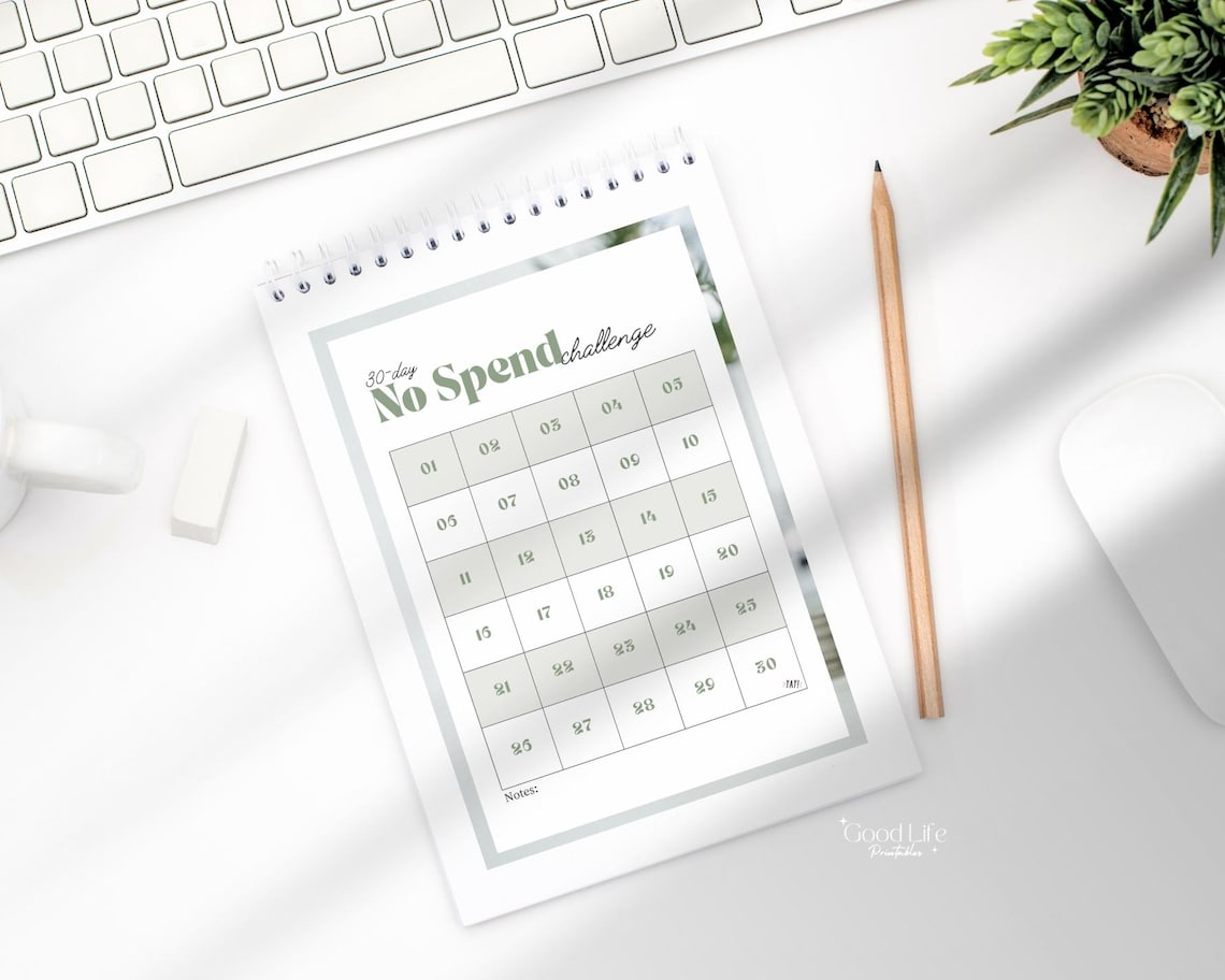 30-day No Spend Challenge Printable – A4 PDF | Minimalist Budget ...