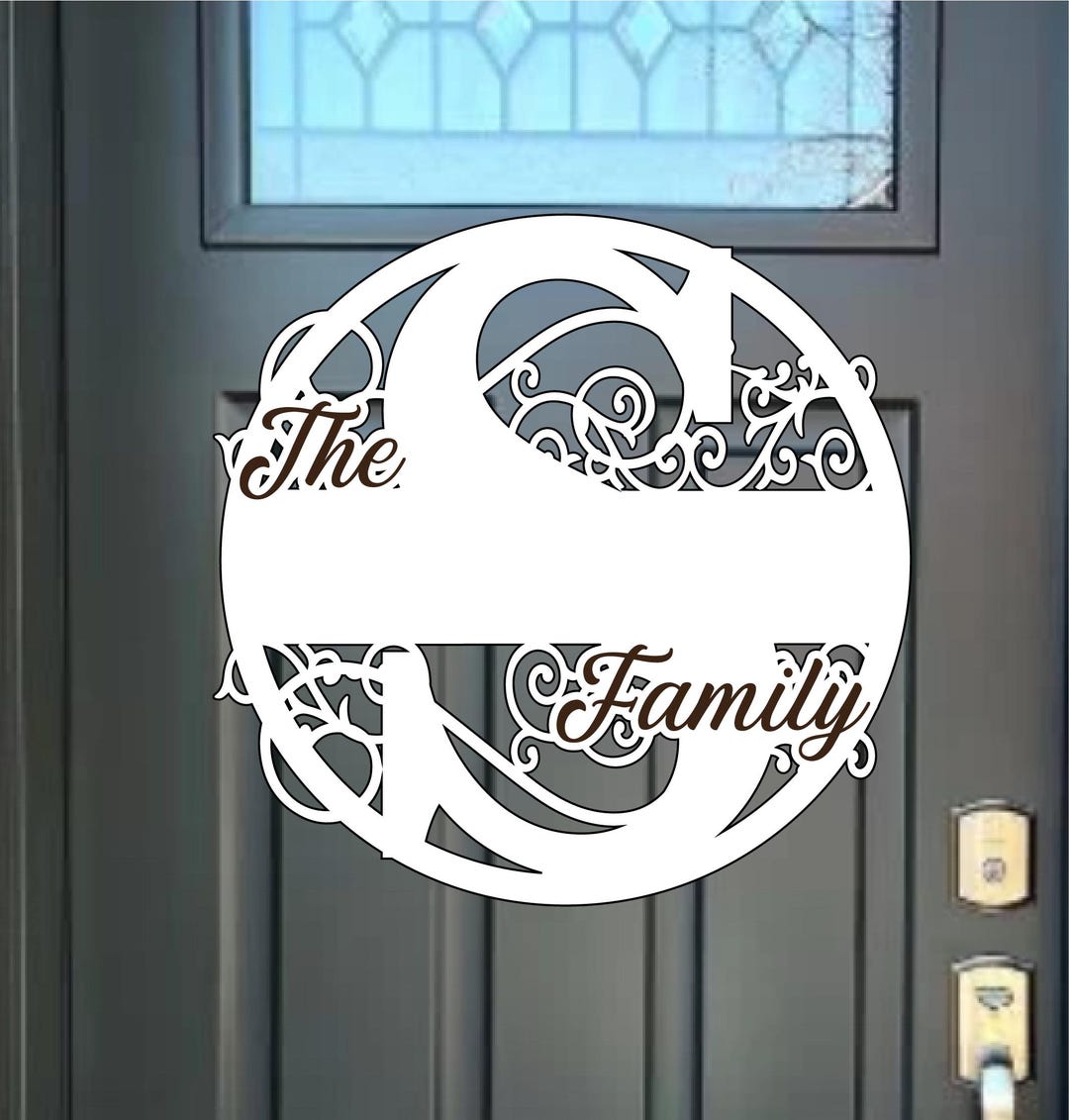 Swirly Family Name Sign: Laser Cut Door Hanger (digital Download) - Etsy
