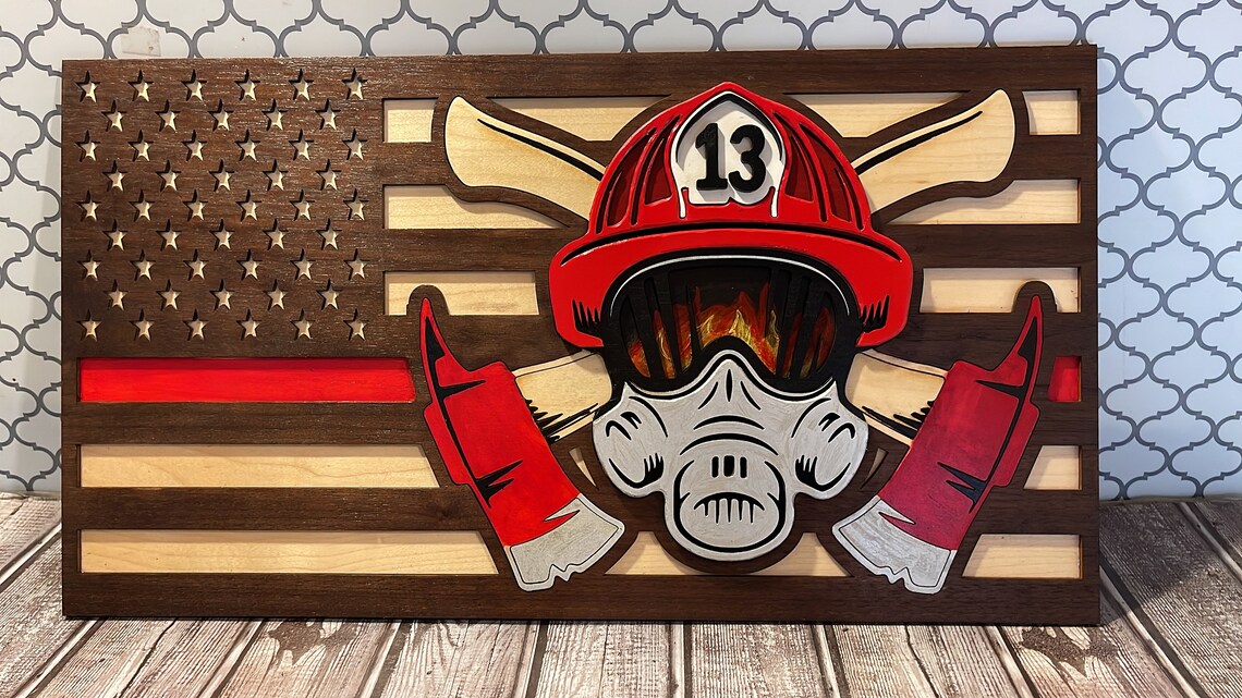 Firefighter Flag Laser Cut File, Multi-layer Design (digital Download ...