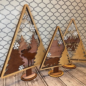 Winter Scene Tree Stands Laser Cut Christmas File - Etsy