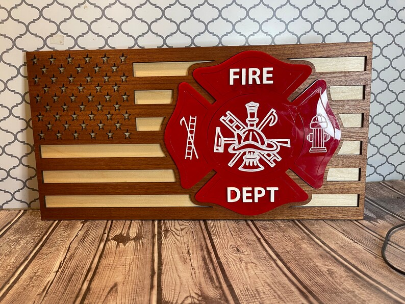 Laser Cut Files Firefighter Cut Files Firefighter American Flag Digital ...
