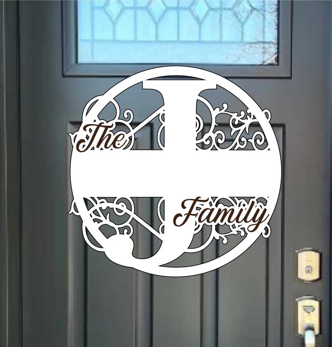 Swirly Family Name Sign: Laser Cut Door Hanger (digital File) - Etsy
