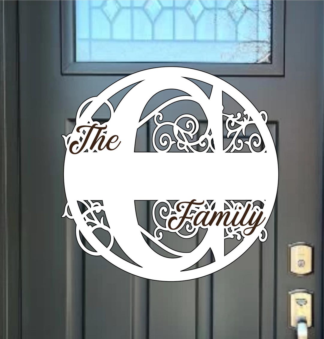 Swirly Family Name Sign: Laser Cut Door Hanger (digital File) - Etsy