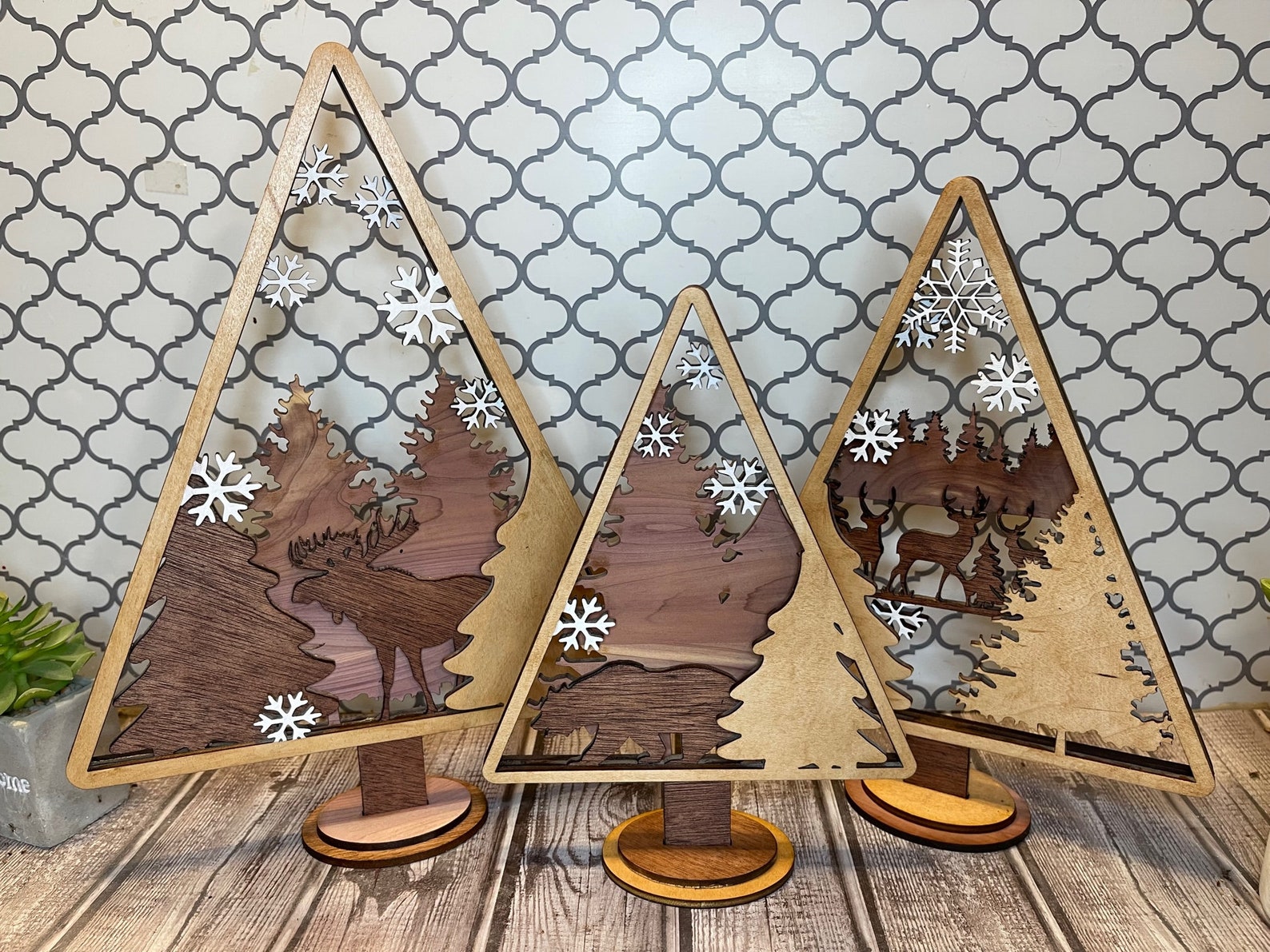Winter Scene Tree Stands Laser Cut Christmas File - Etsy