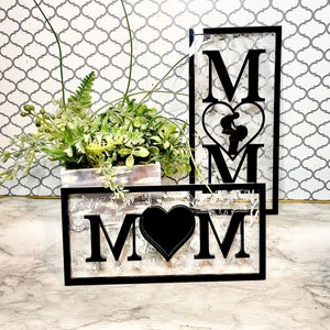 Vertical Mom Sign With Floral Laser Cut Mother's Day Gift - Etsy