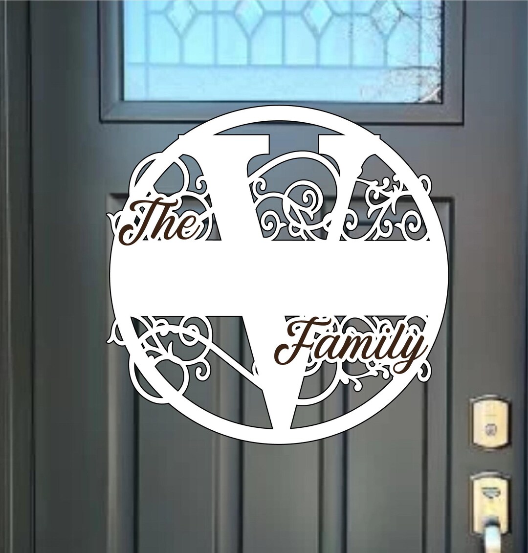 Swirly Family Name Sign: Laser Cut Door Hanger (digital Download) - Etsy