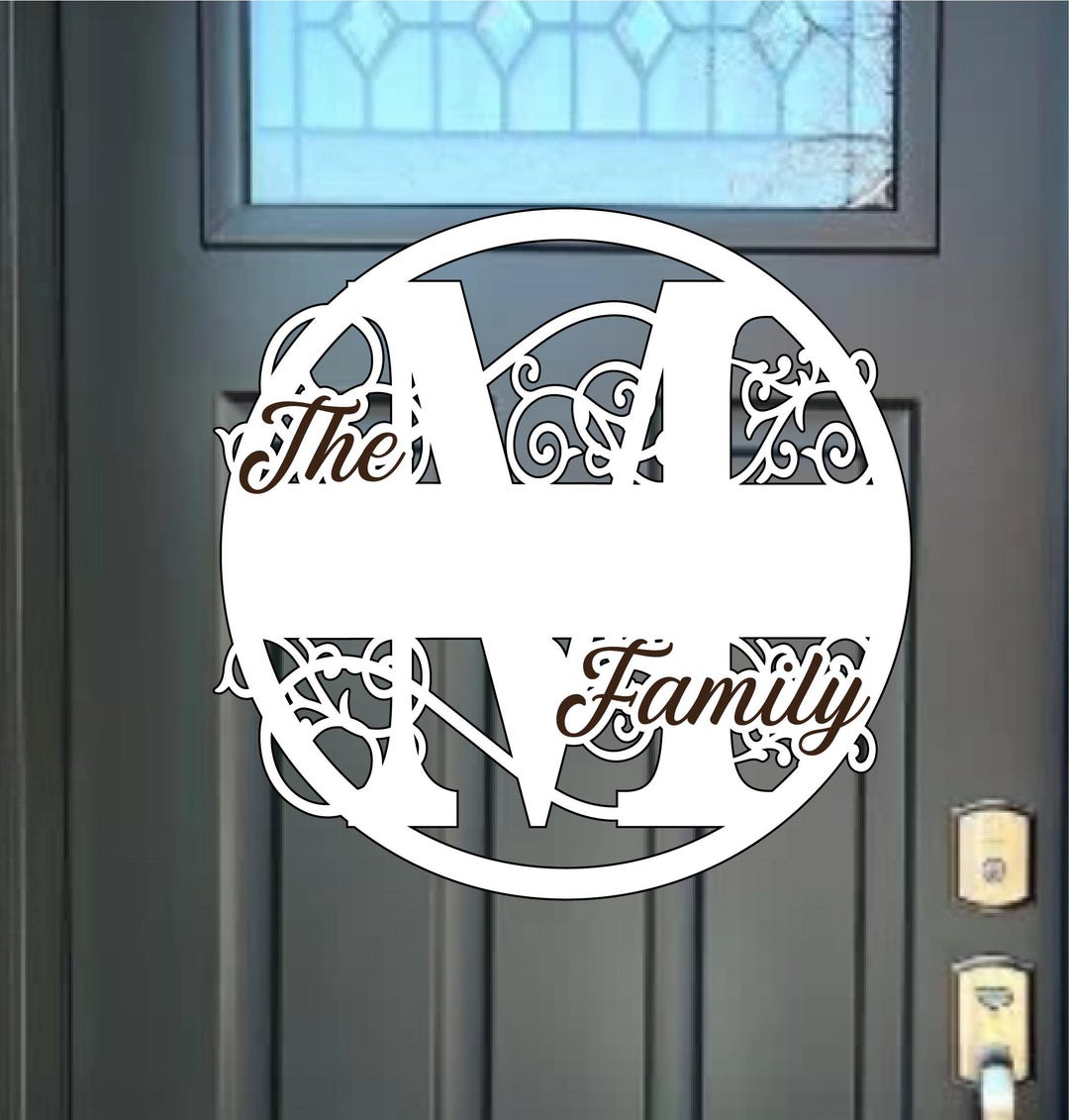 Swirly Family Name Sign "m" Laser Cut Door Hanger (digital File) - Etsy