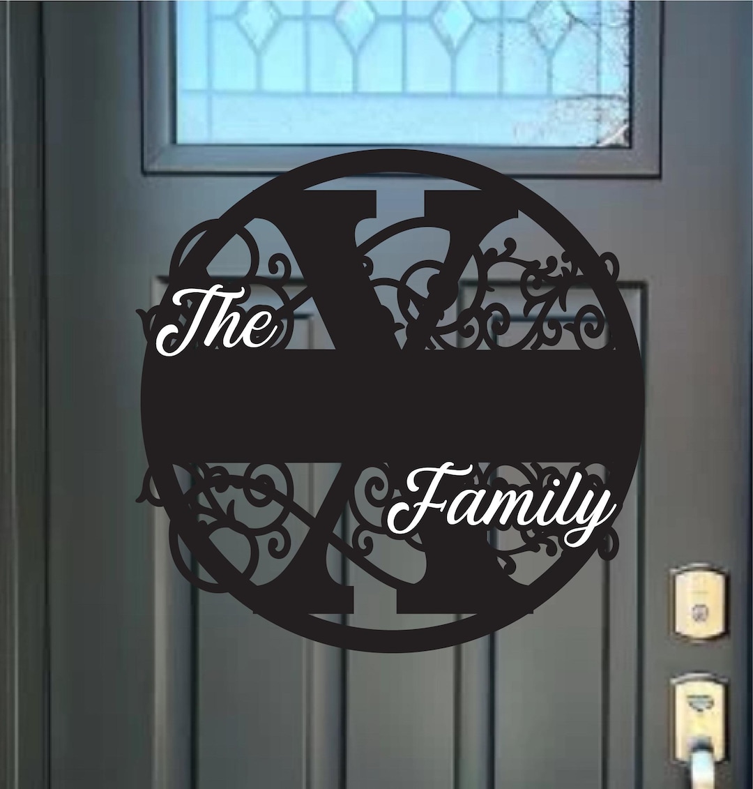Swirly Family Name Sign: Laser Cut Door Hanger (digital File) - Etsy