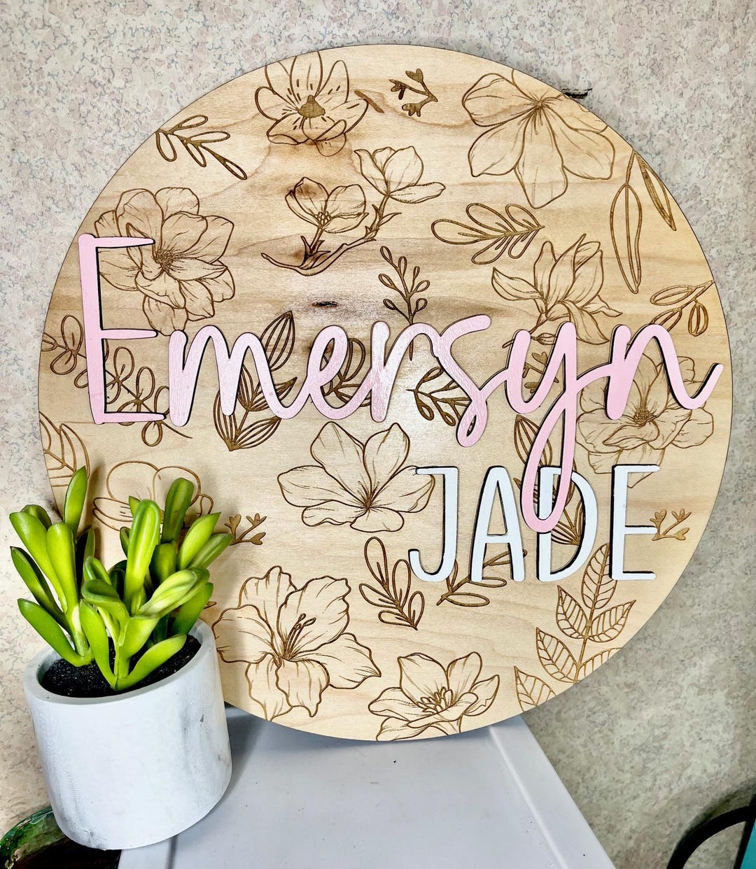 Floral Round Laser Cut Floral Design - Etsy
