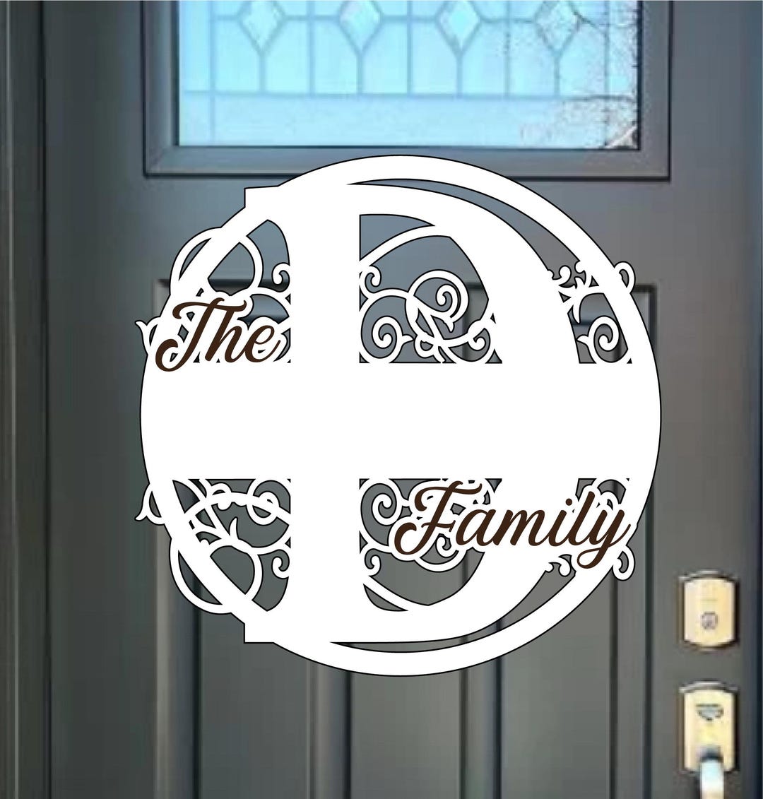 Swirly Family Name Sign Door Hanger Laser Cut File (digital Download ...