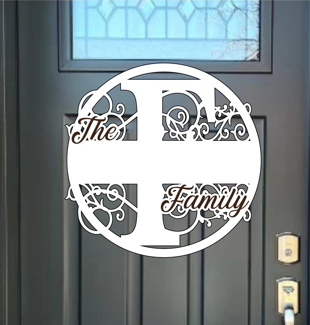 Swirly Family Name Sign: Laser Cut Door Hanger (digital File) - Etsy