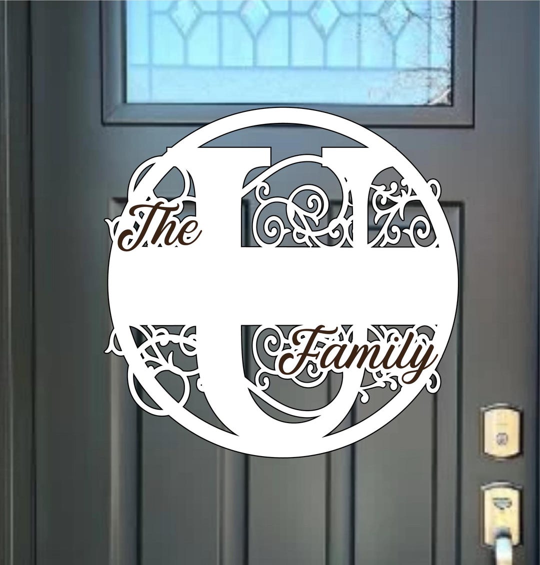 Swirly Family Name Sign: Laser Cut Door Hanger (digital File) - Etsy