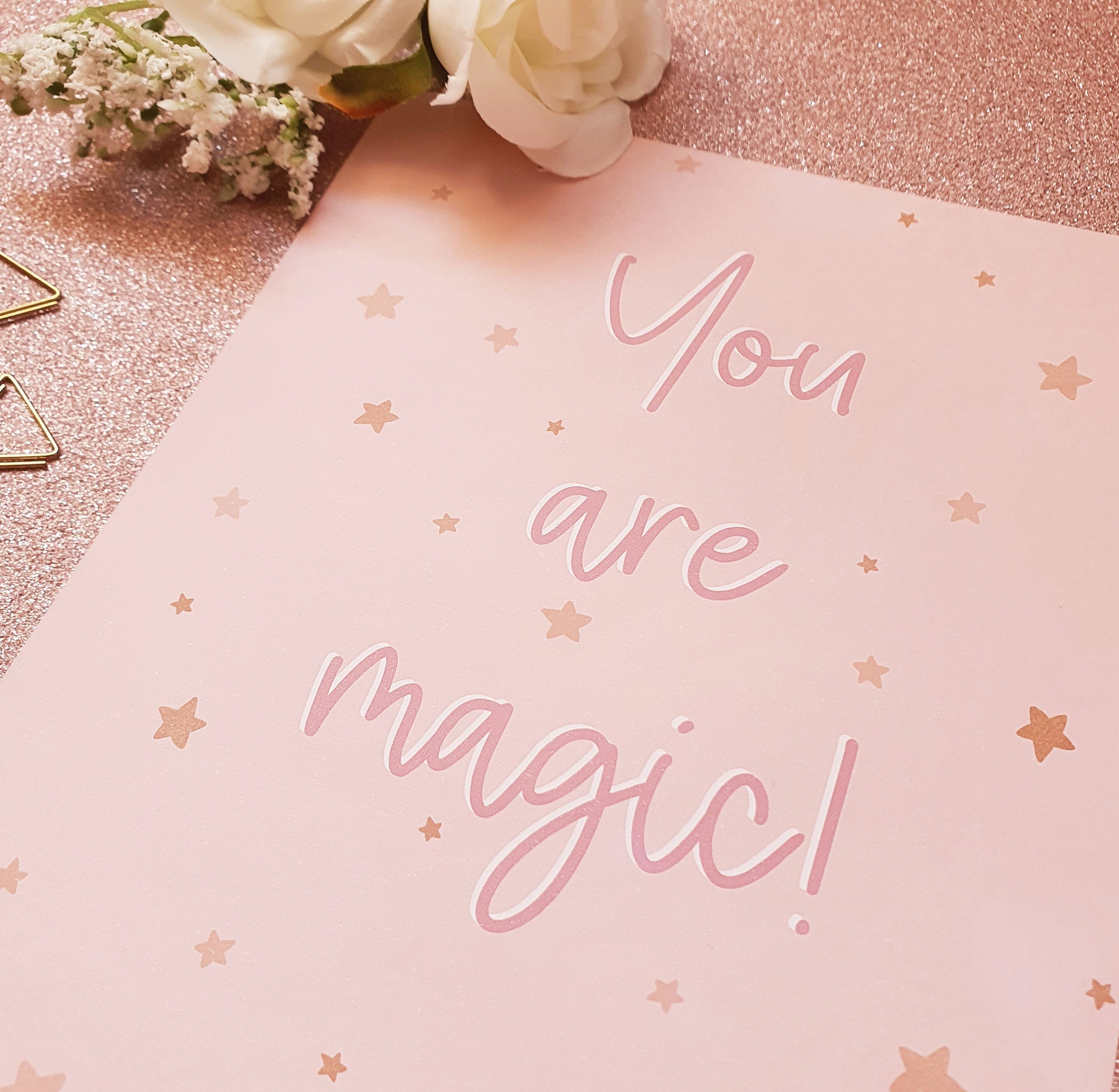 Art Print 'You are magic' Pink Positivity Quote | Etsy