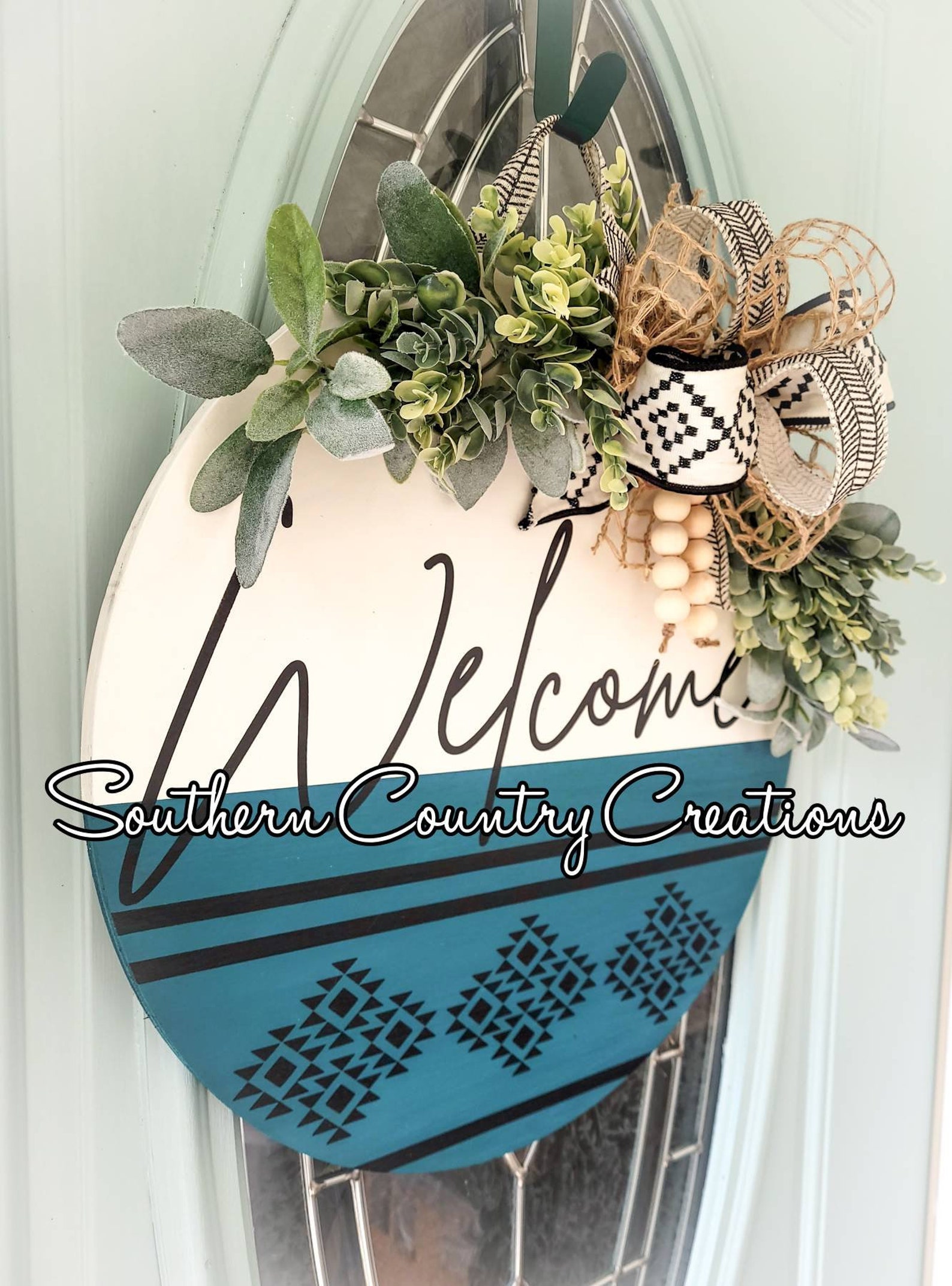 Turquoise Boho Aztec Door Hanger - Etsy