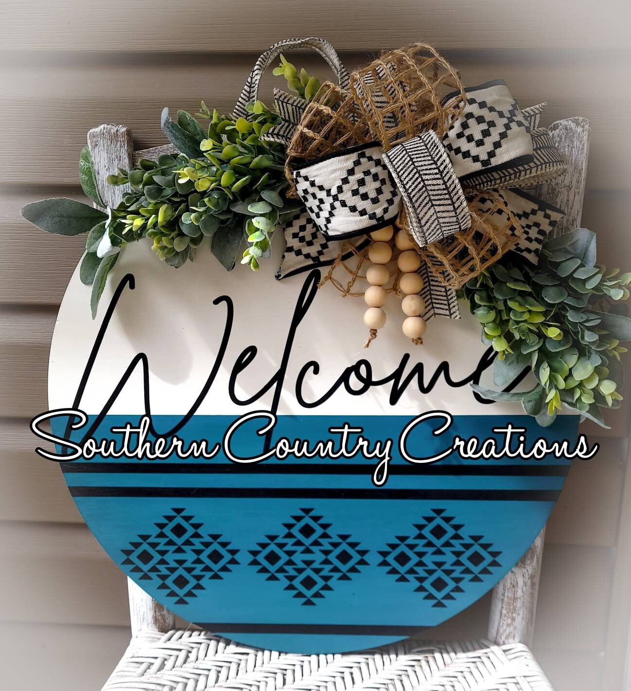 Turquoise Boho Aztec Door Hanger - Etsy