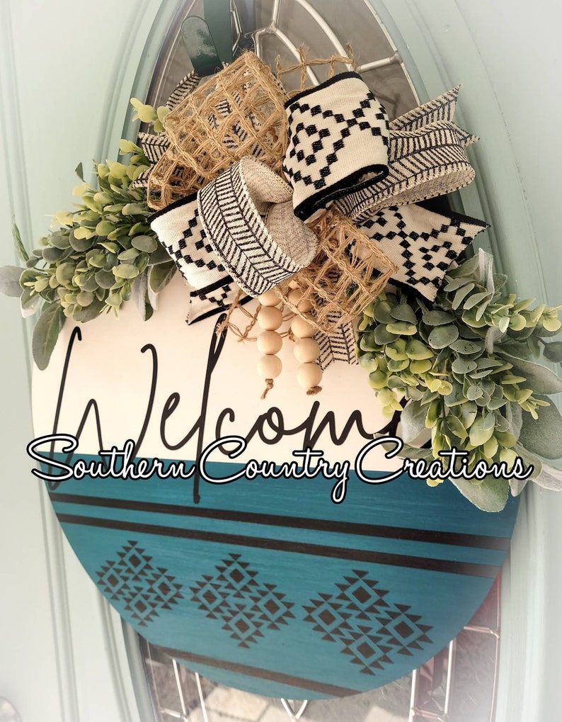 Turquoise Boho Aztec Door Hanger - Etsy
