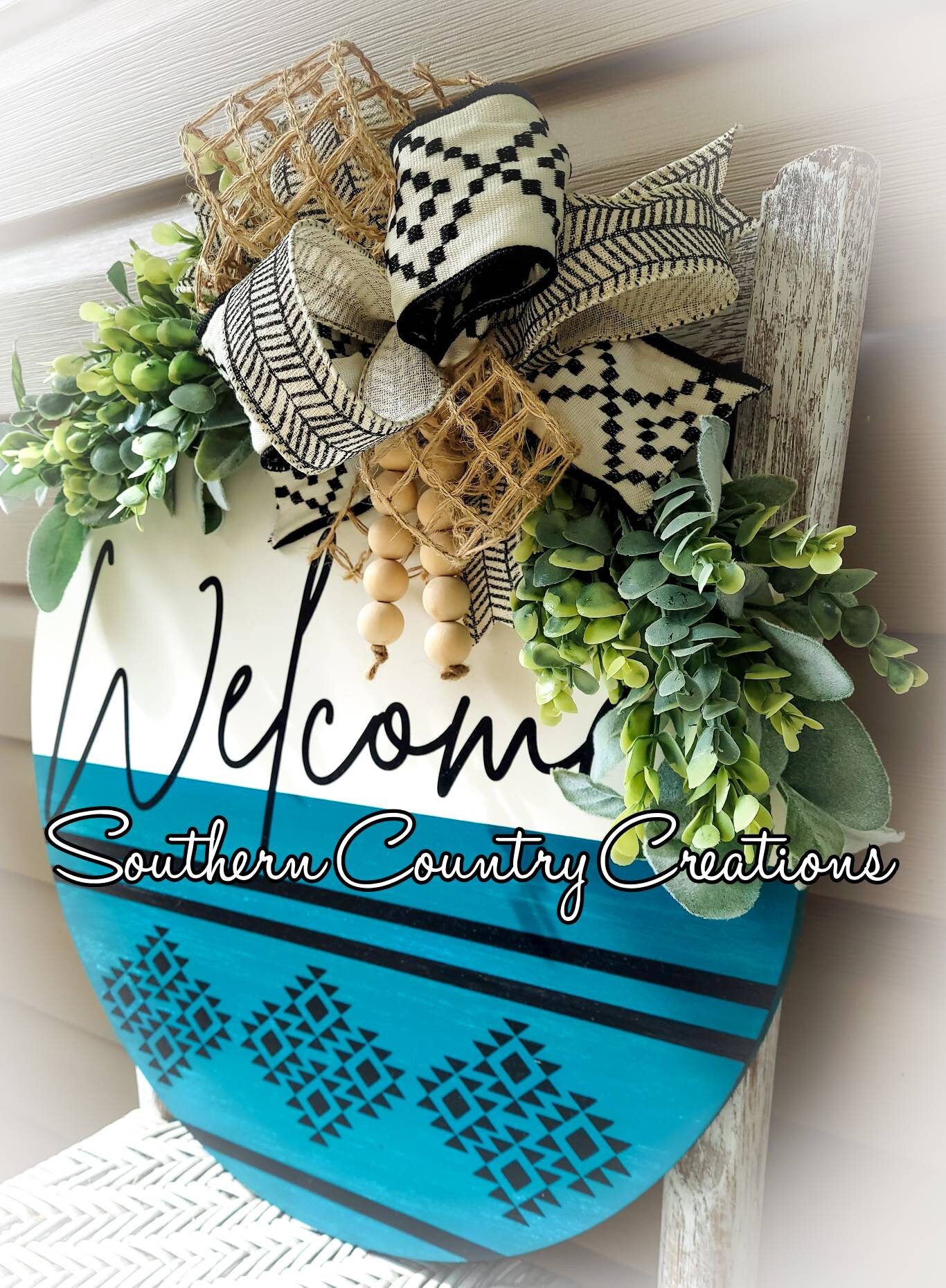 Turquoise Boho Aztec Door Hanger - Etsy