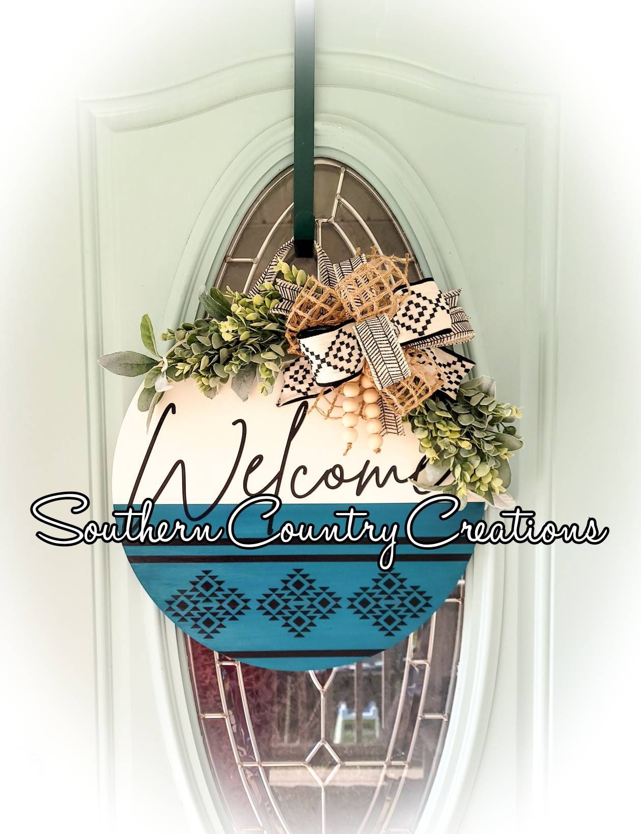Turquoise Boho Aztec Door Hanger - Etsy