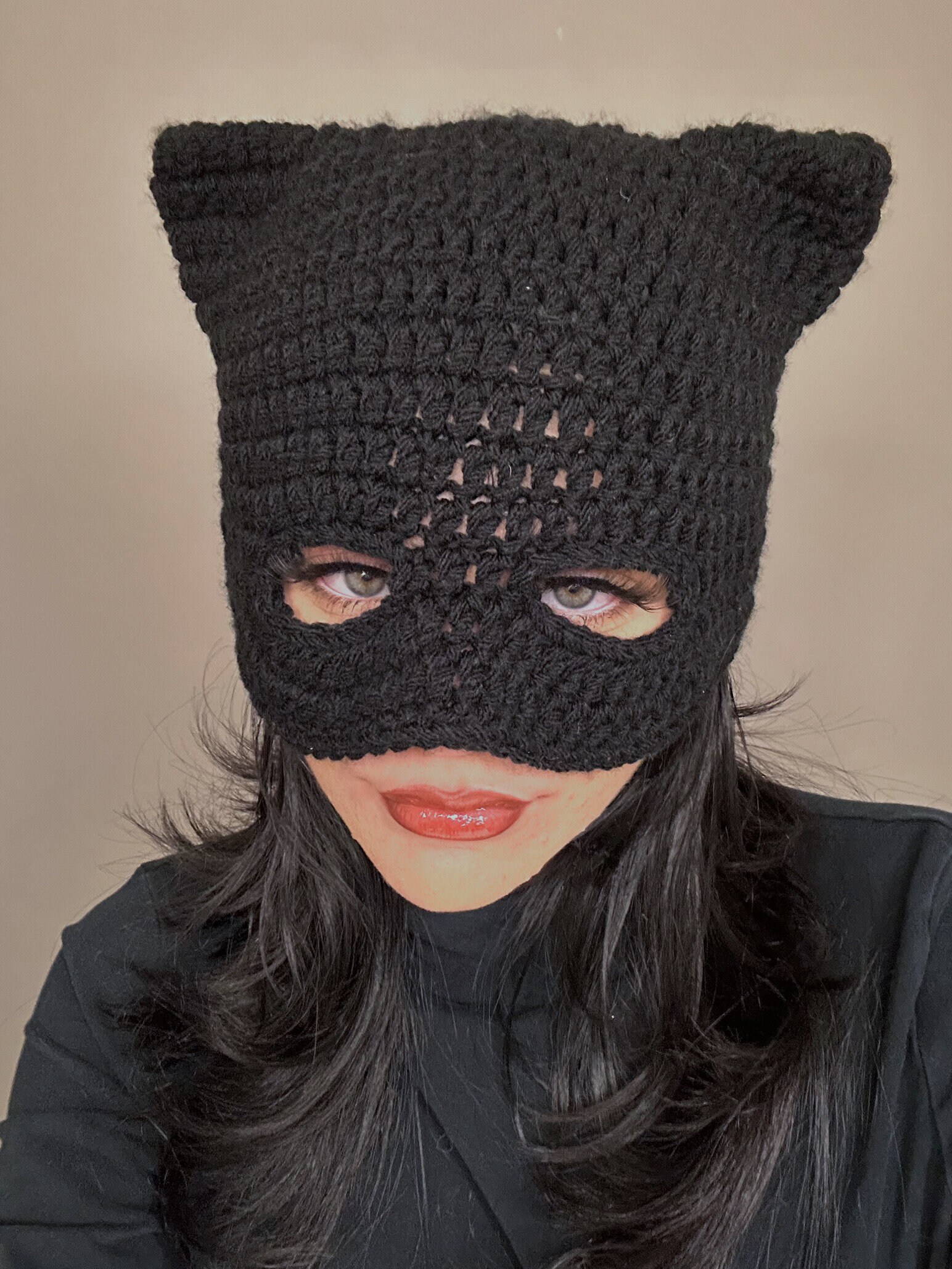 Catwoman Mask Pattern Woman Wearing A Black Catwoman Style Mask