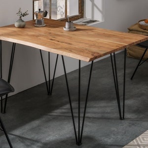 Solid Wood Square Table: Rustic Hairpin Leg Design - Etsy